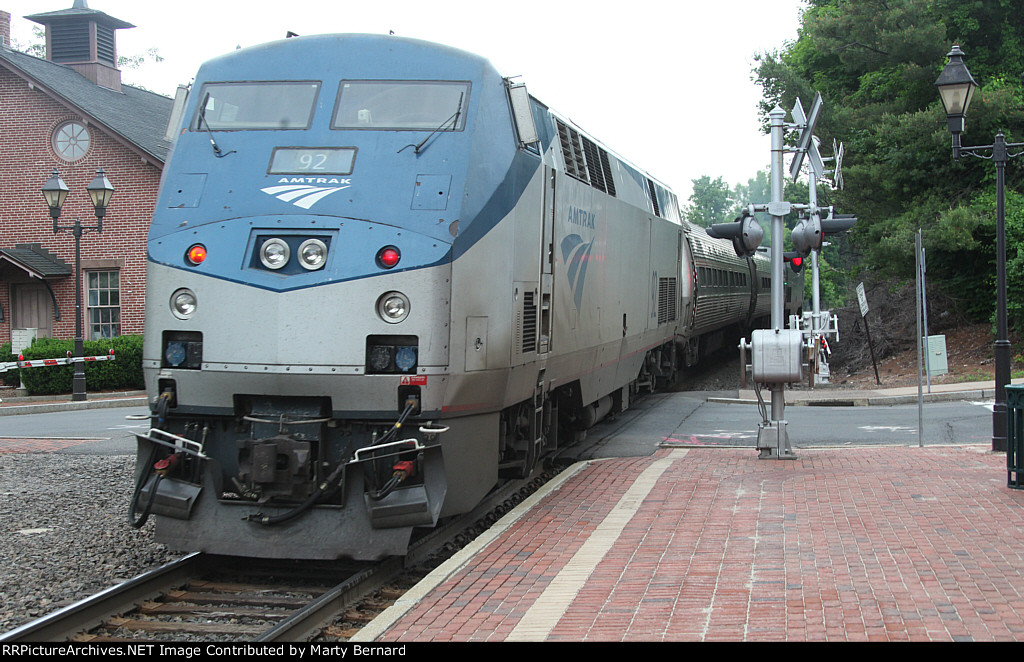 AMTK 92 Brings up the Rear of a 2 P42DC-2 Amcoach Train
